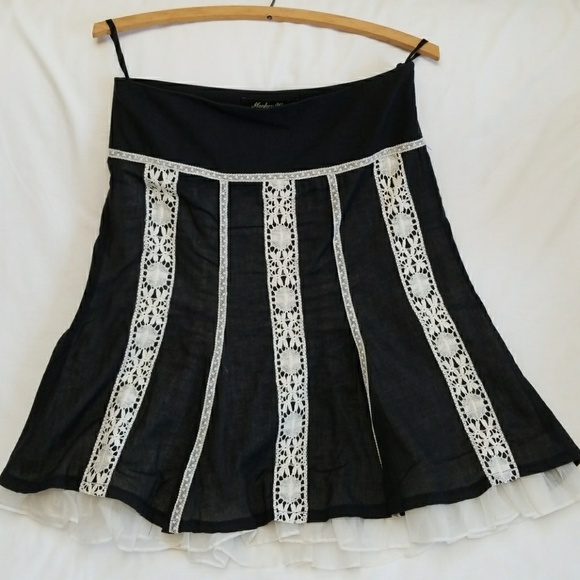 Vintage | Skirts | Monkey Wear Black A Line White Petticoat Skirt ...